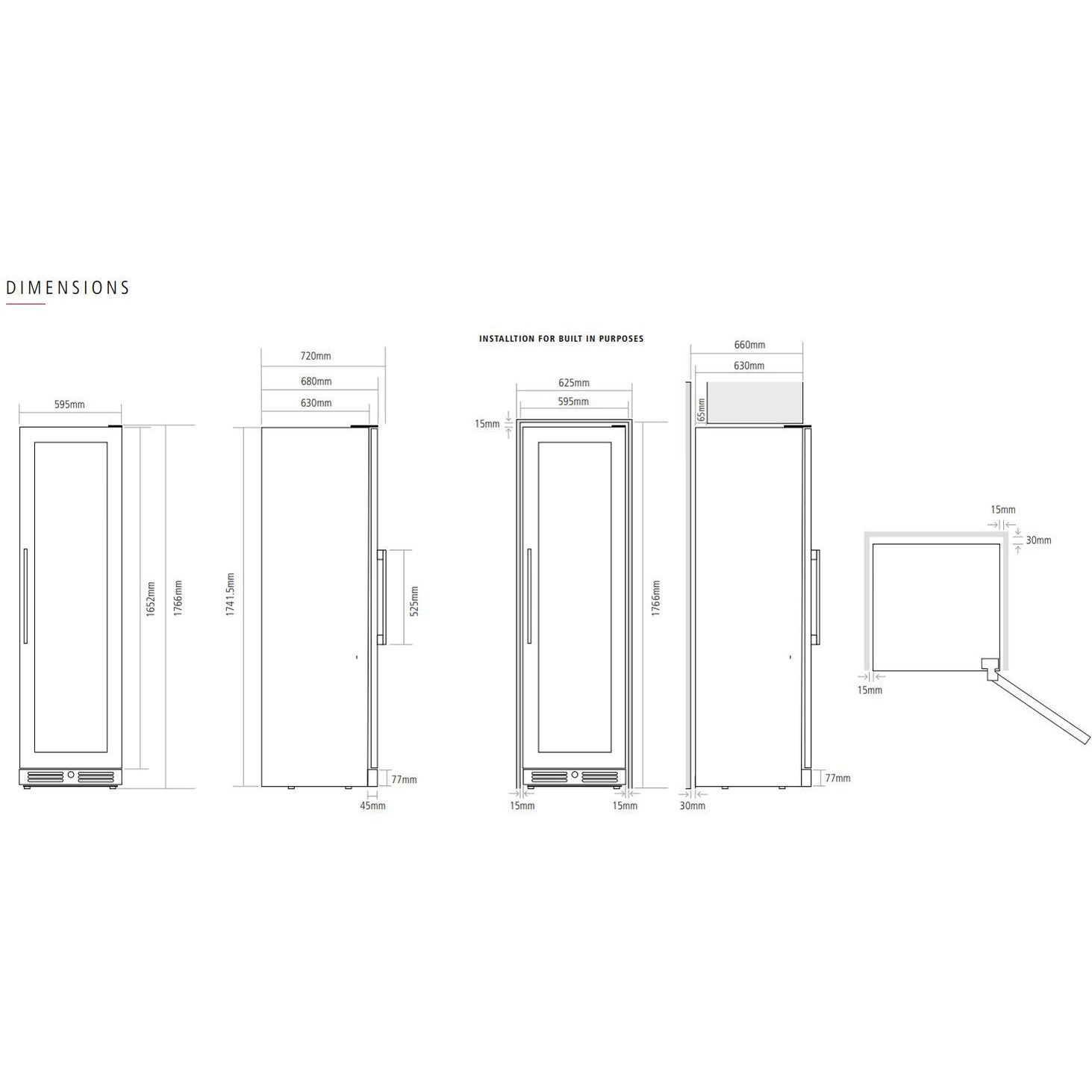 Caple WF1552 - Tall Freestanding / Built -In Triple Zone Silver Wine C ...