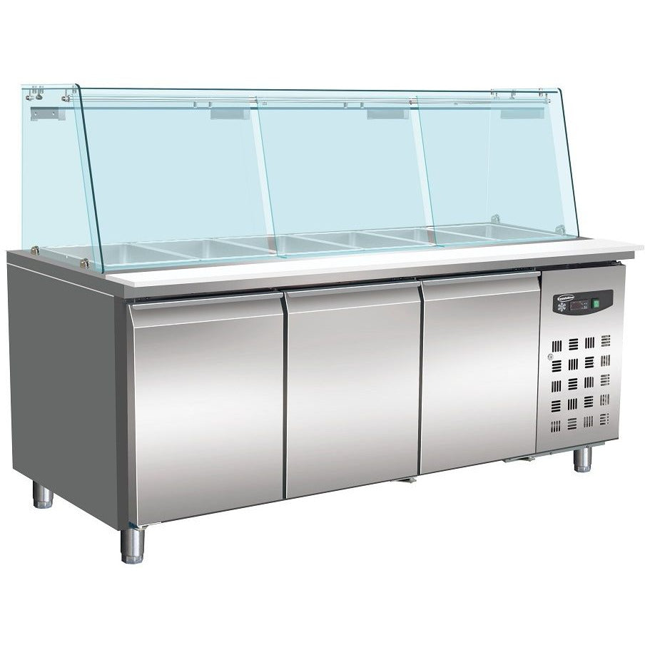 CombiSteel REFRIGERATED COUNTER WITH GLASS COVER 3 DOORS 5X 1/1 GN CON ...