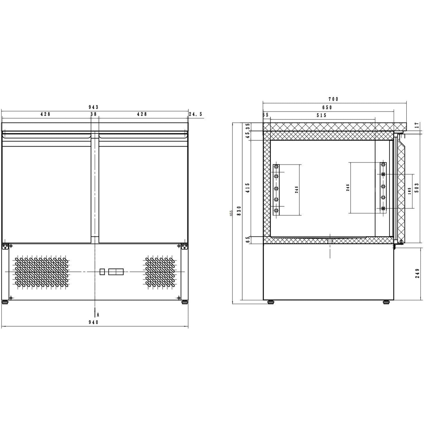 CombiSteel REFRIGERATED NEGATIVE COUNTER 2 DOORS — ChillCooler