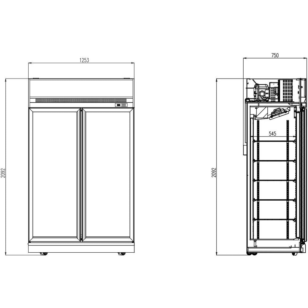 Double Door Glass Display Fridges Ireland | ChillCooler.ie