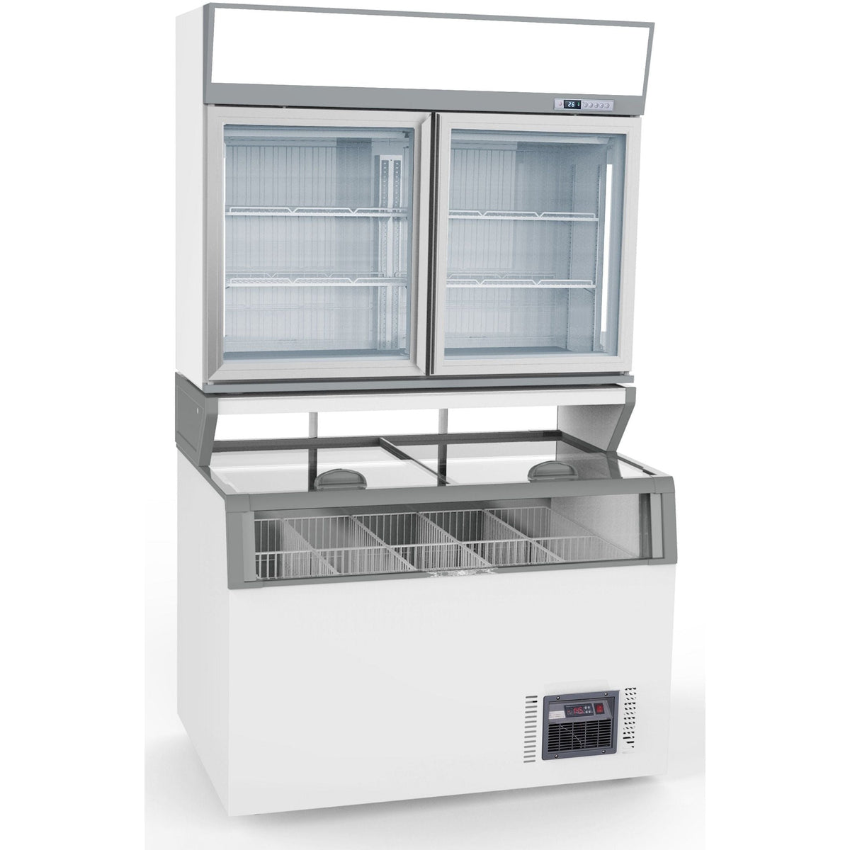 CombiSteel WALL MOUNTED FREEZER UNIT WHITE 2 GLASS DOORS — ChillCooler