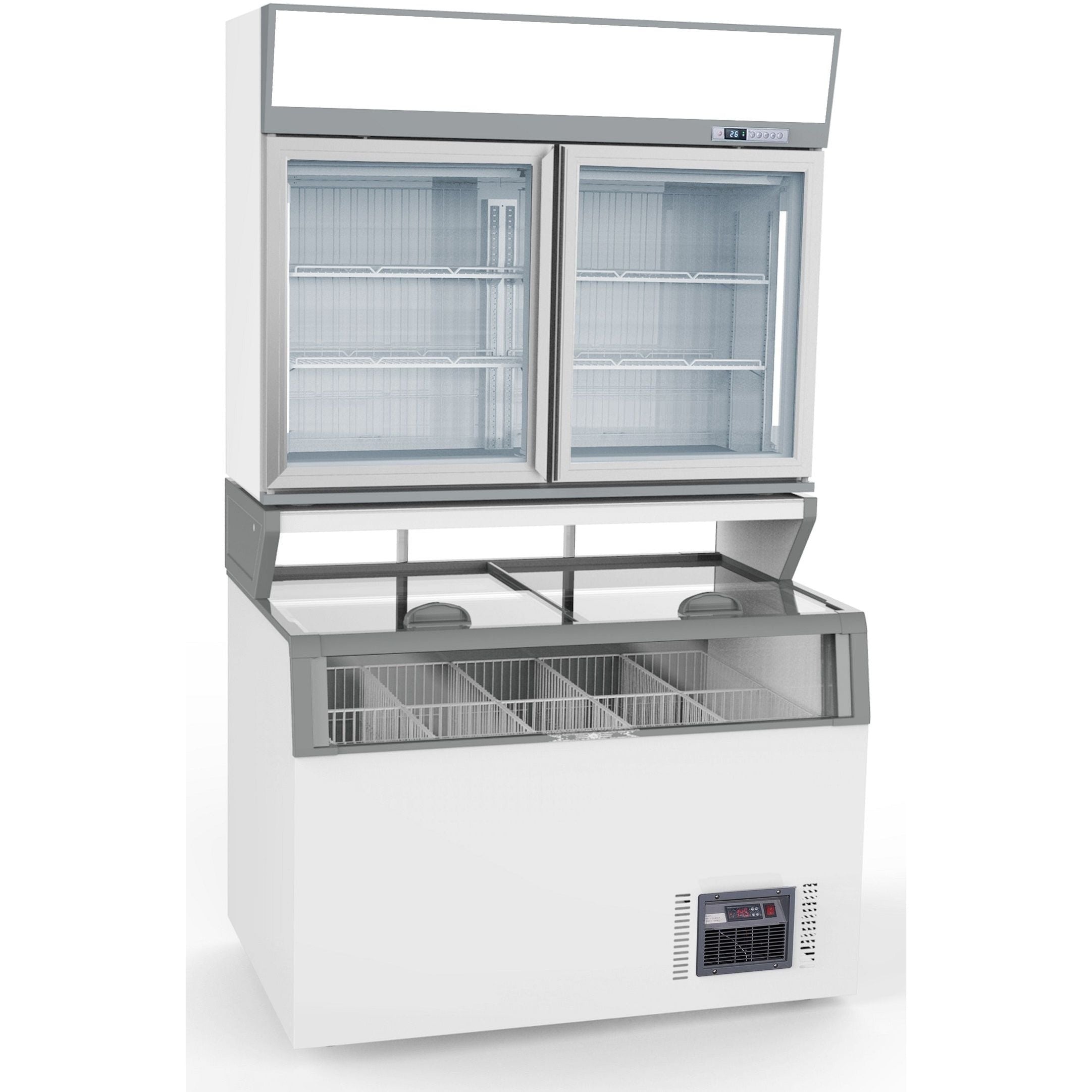CombiSteel WALL MOUNTED FREEZER UNIT WHITE 2 GLASS DOORS — ChillCooler