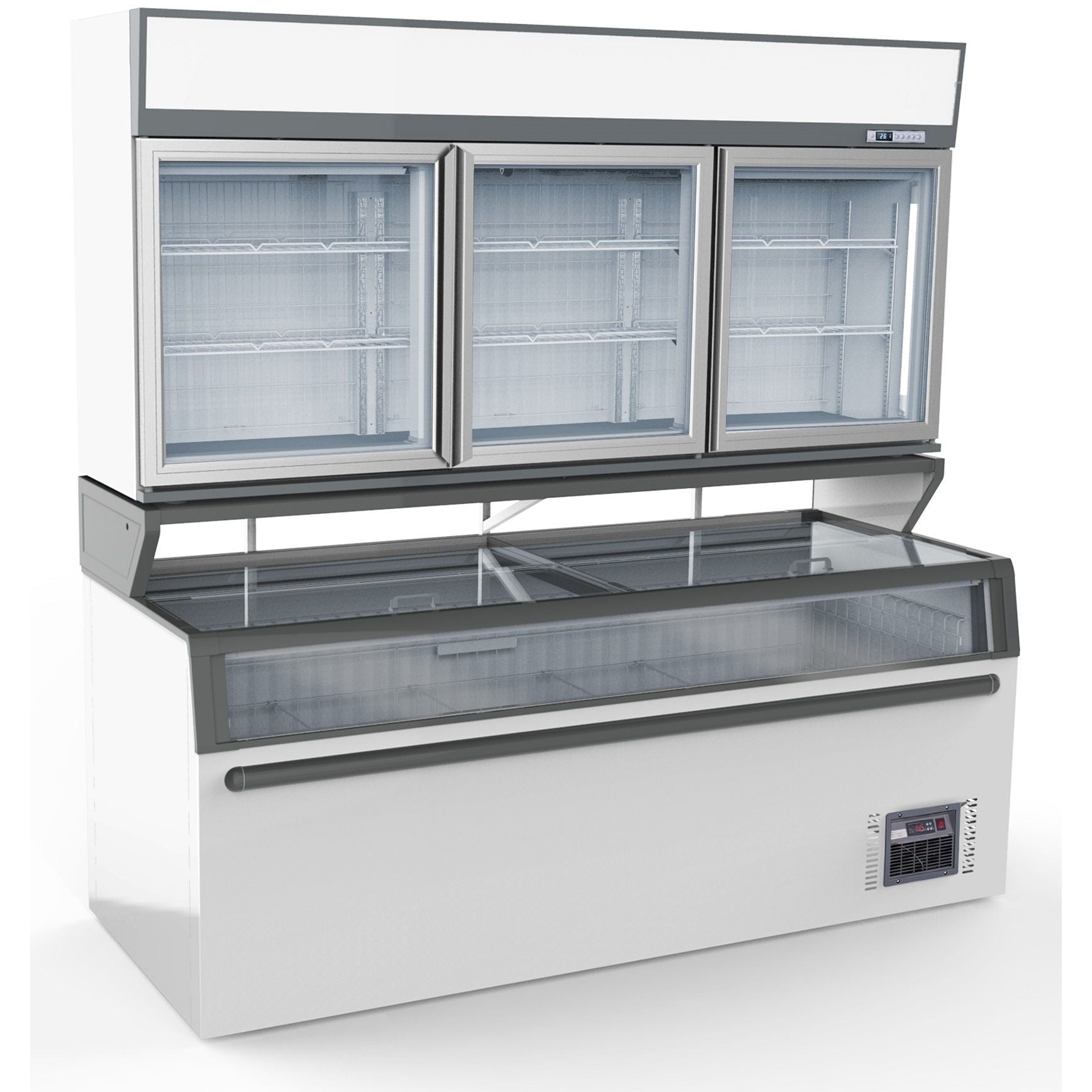 CombiSteel WALL MOUNTED FREEZER UNIT WHITE 3 GLASS DOORS — ChillCooler